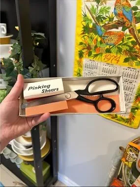 Office | Vintage Ribbon Pinking Shears In Orange And Cream Box | Poshmark